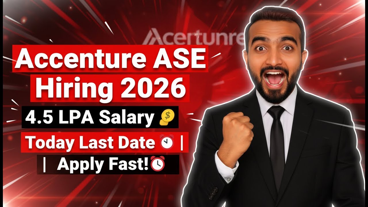 Accenture ASE Hiring 2026 | 4.5 LPA Salary 💰 | Today Last Date ⏰ ...