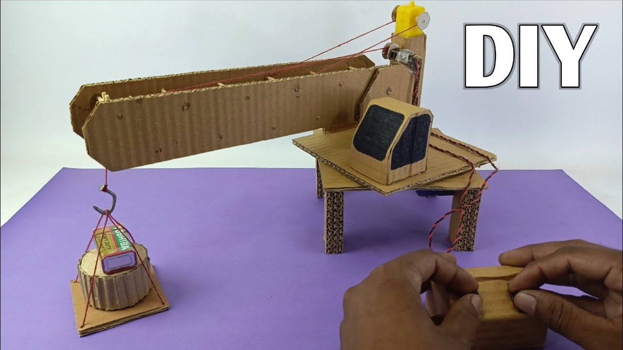 DIY Working Crane Machine 🏗️ | Cardboard Electric Project - YouTube