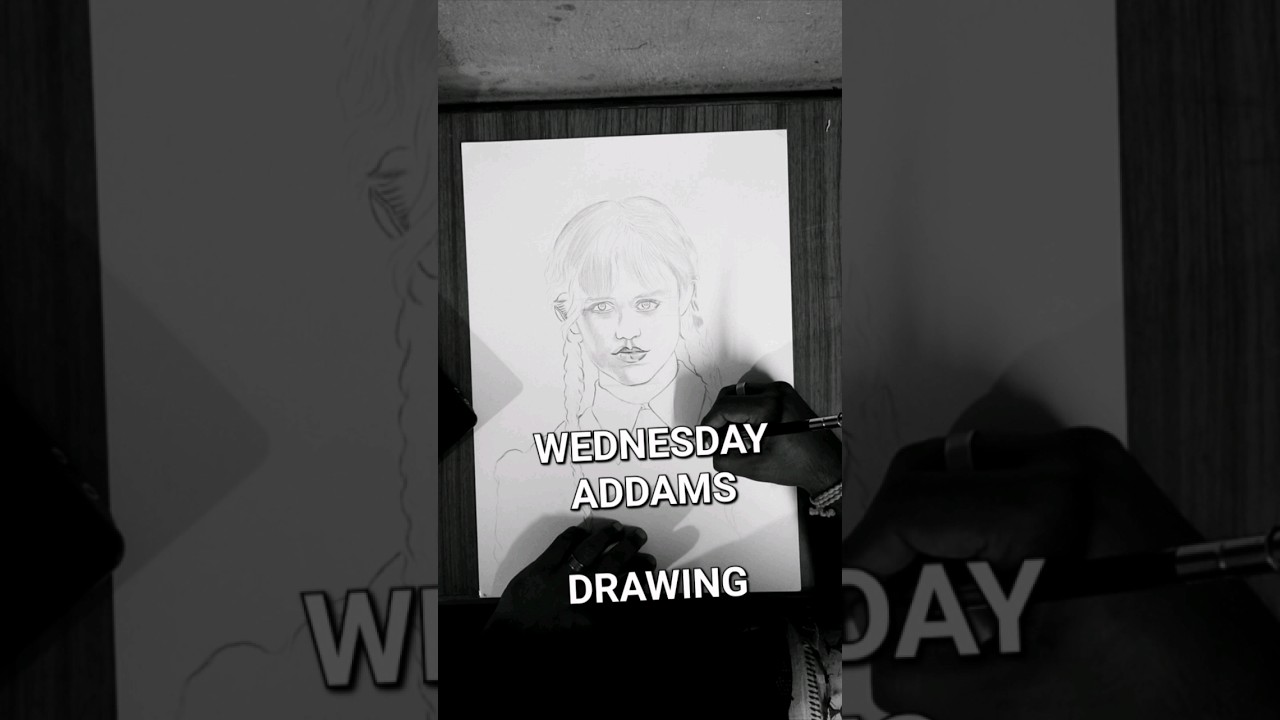 How to draw Free hand outline in WEDNESDAY ADDAMS Full Video coming ...
