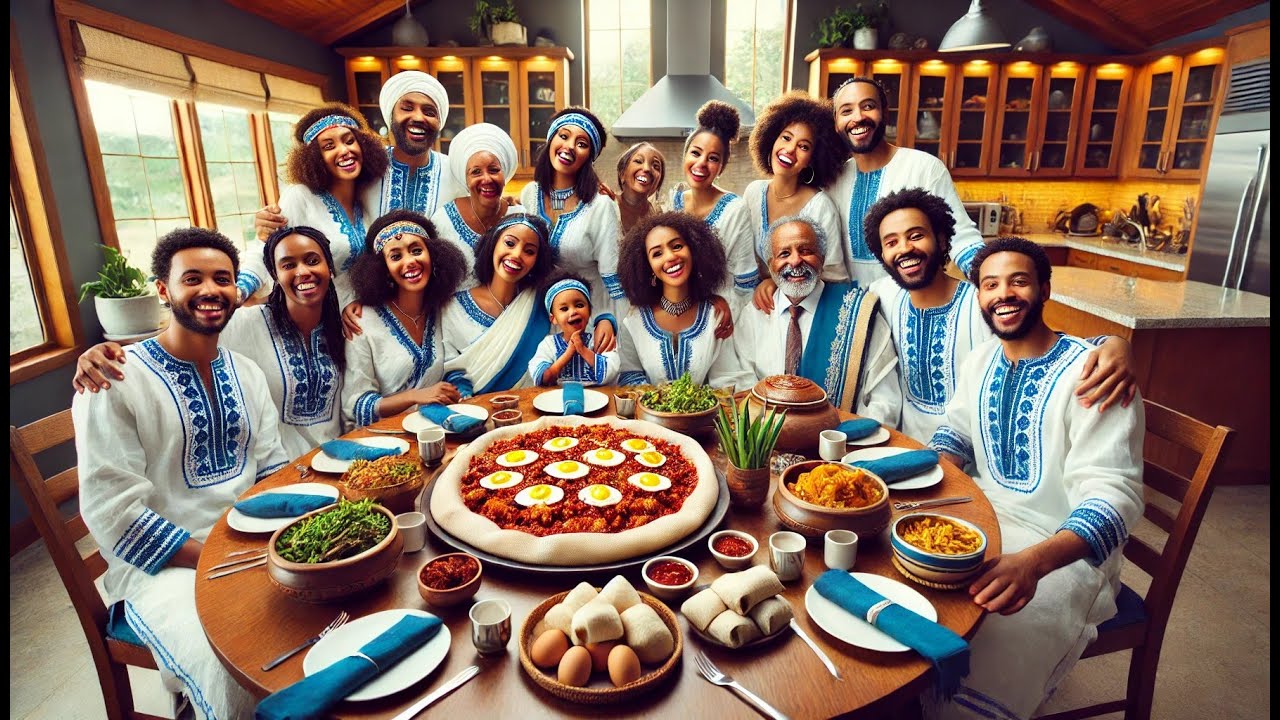 Ethiopian Family Feast 🇪🇹 | የዶሮ ወጥ🍛Authentic Habesha Food👨‍👩‍👧‍👦 በAI ...