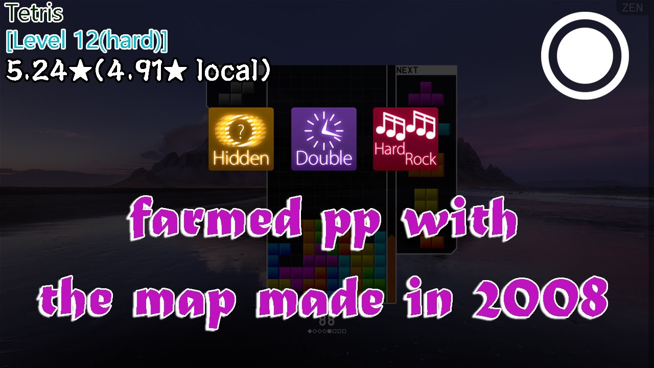 [osu!] Tetris [Level 12 (hard)] + HD, DT, HR (270pp) - YouTube