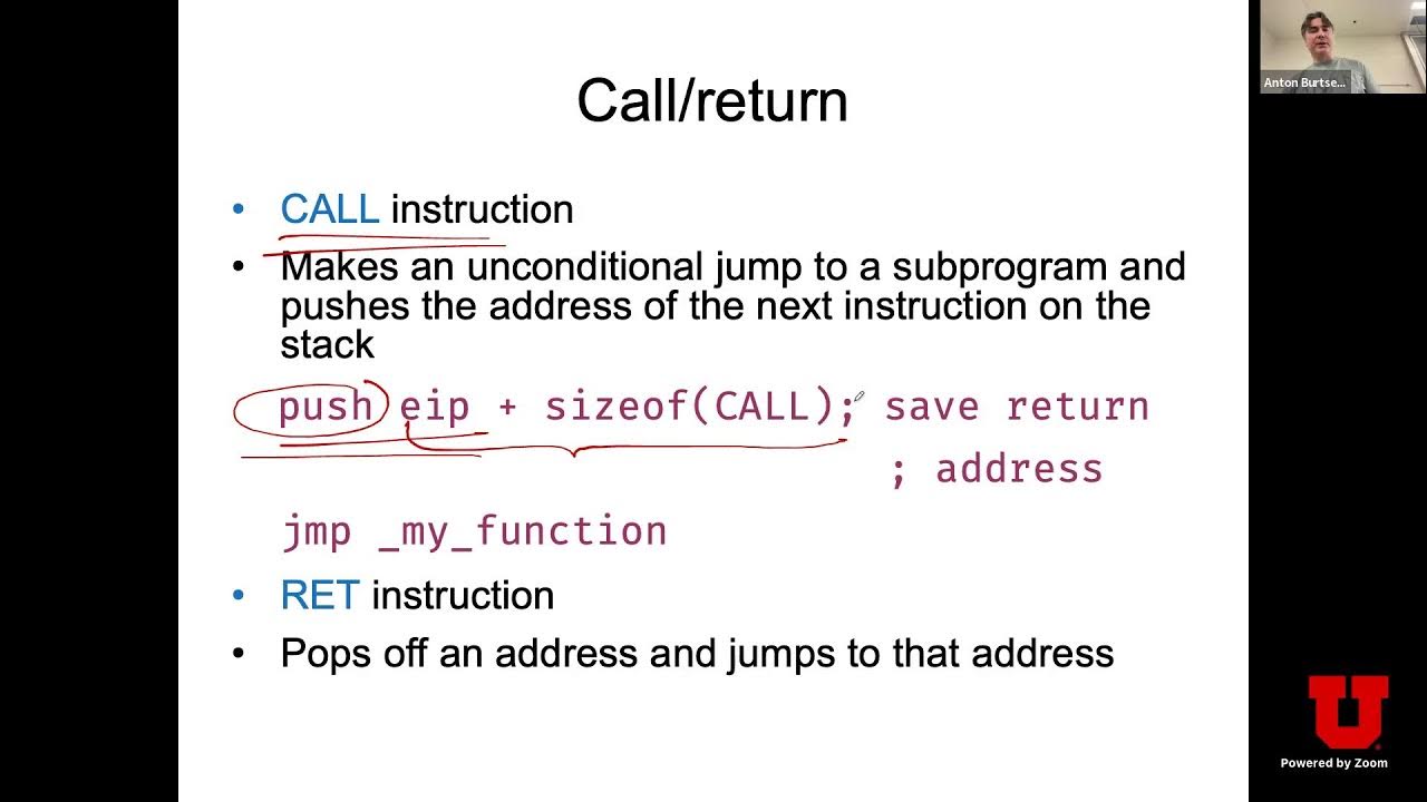 cs5460/6460 Operating Systems (Spring 2024) - Lecture 03 - x86 asm (continued) - YouTube