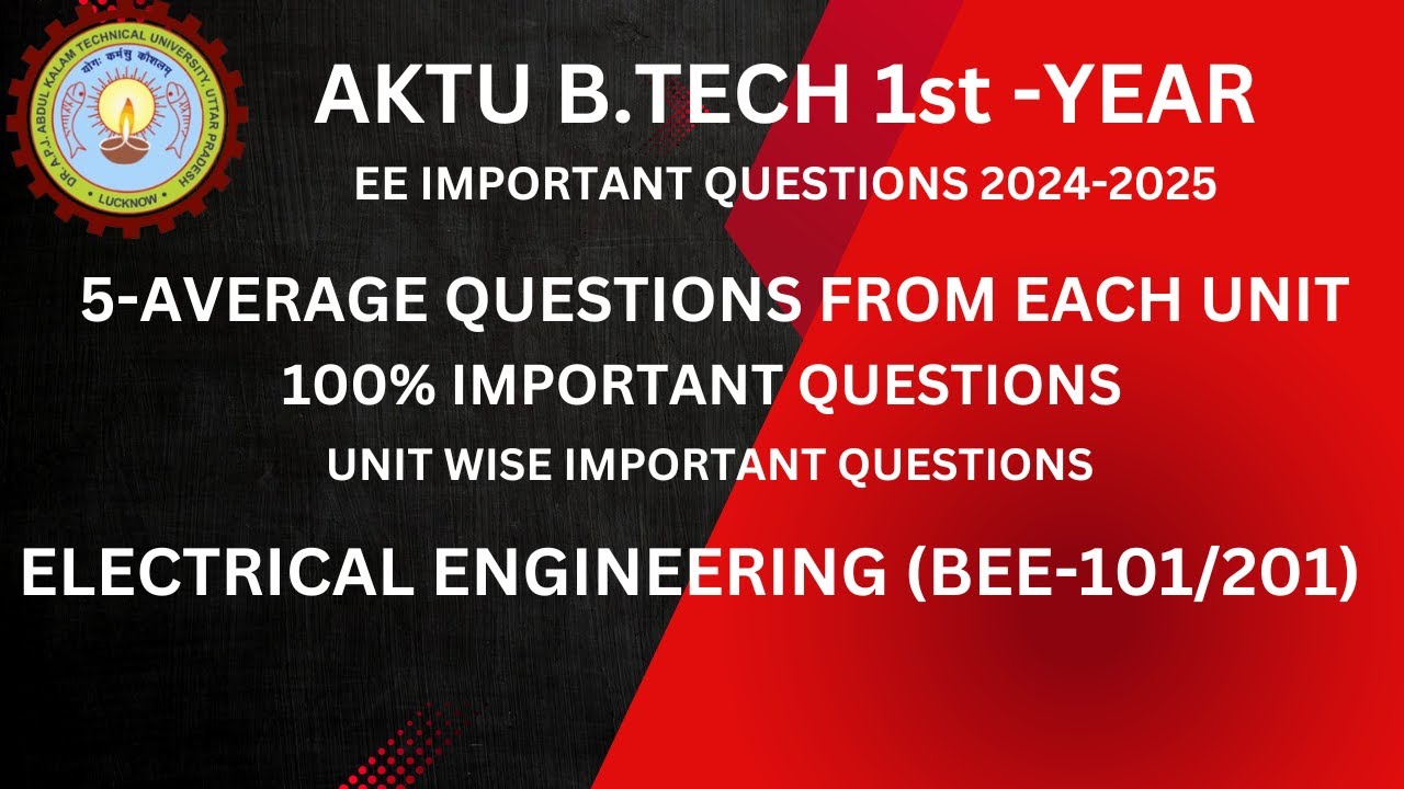 AKTU Basic Electrical Engineering Most Important Question 2025 || BTECH ...
