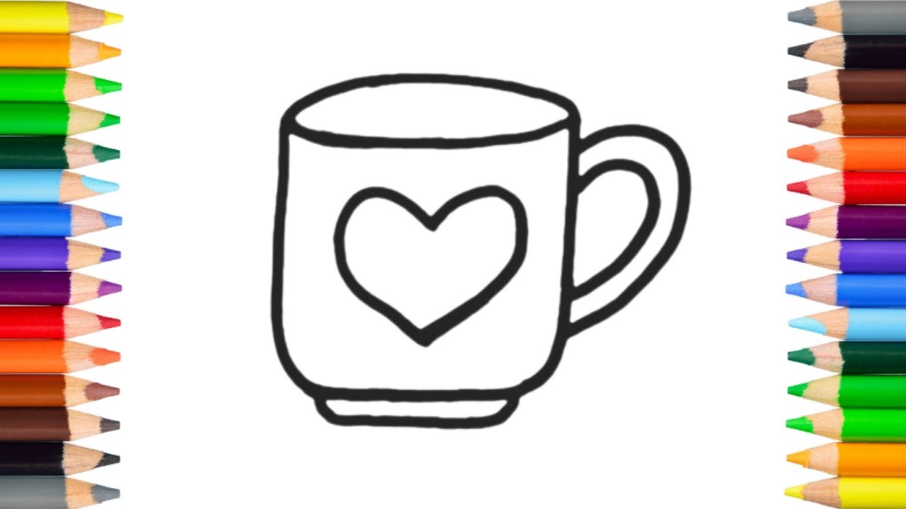 Cup Drawing | How to draw cup drawing | Colouring cup drawing for ...