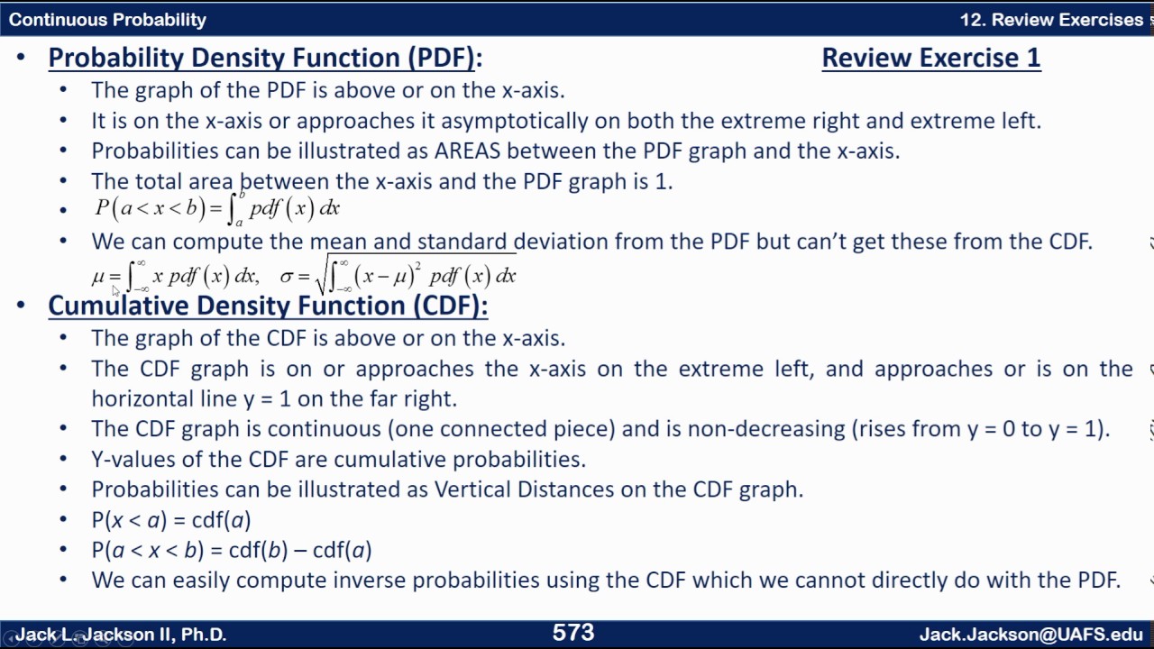 Statistics 3 R 1 Unit 3 Review Problem 1 Properties of Continuous PDF ...