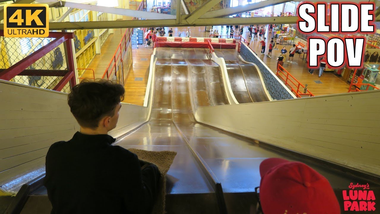 Left Slide POV (4K 60FPS), Luna Park Sydney Wooden Slide | Non ...