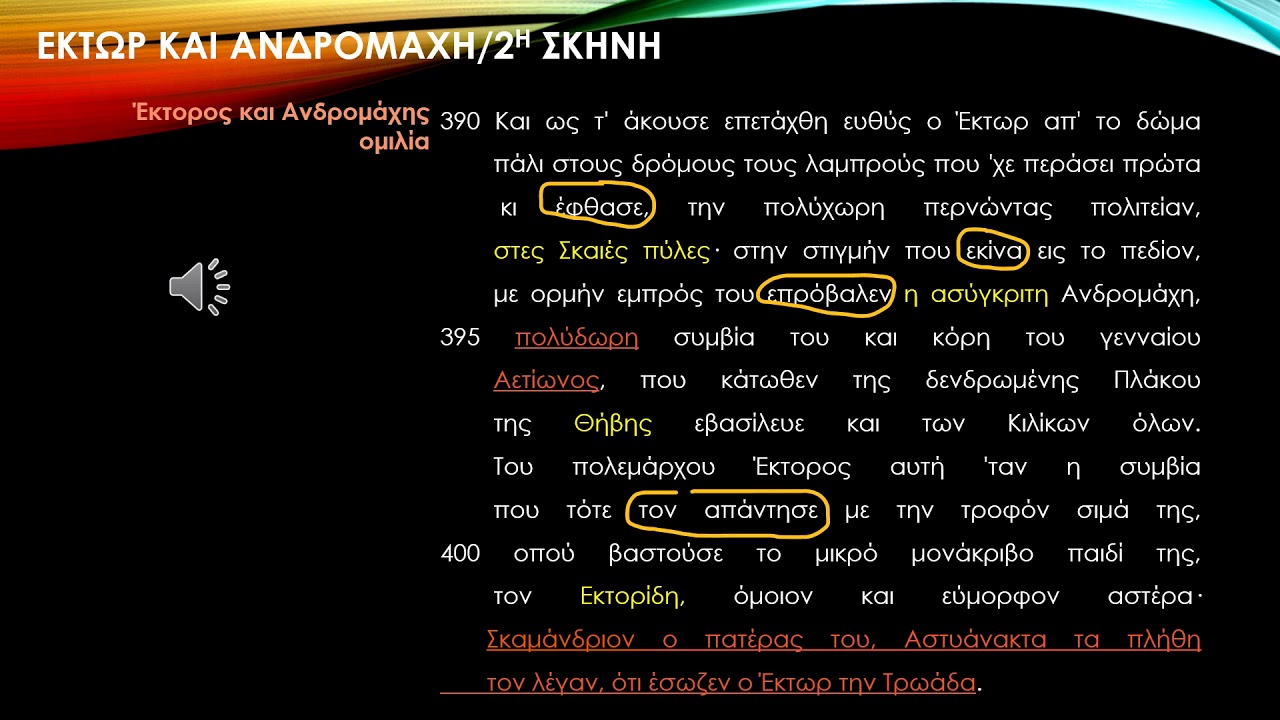 ΙΛΙΑΔΑ ΡΑΨΩΔΙΑ Ζ ΕΚΤΩΡ ΚΑΙ ΑΝΔΡΟΜΑΧΗ 1 - YouTube