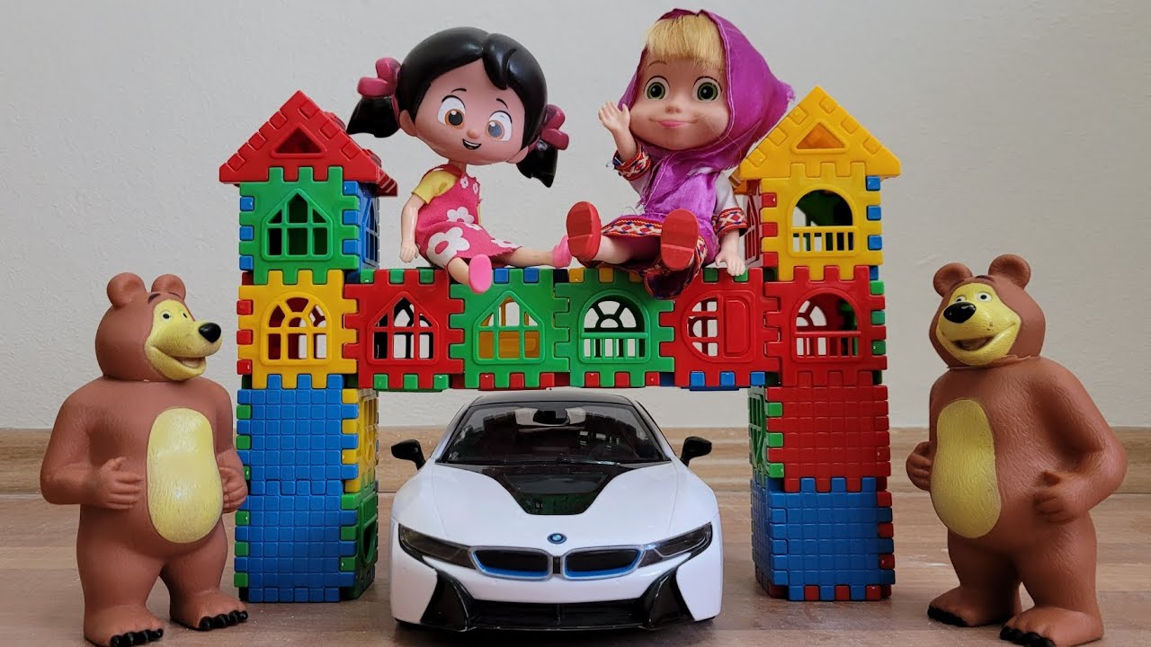 Masha and The Bear Play With Race Car Toys - YouTube