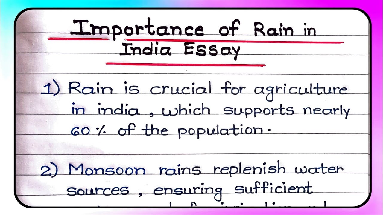 Importance of Rain In India Essay in English @skneducationcentre - YouTube