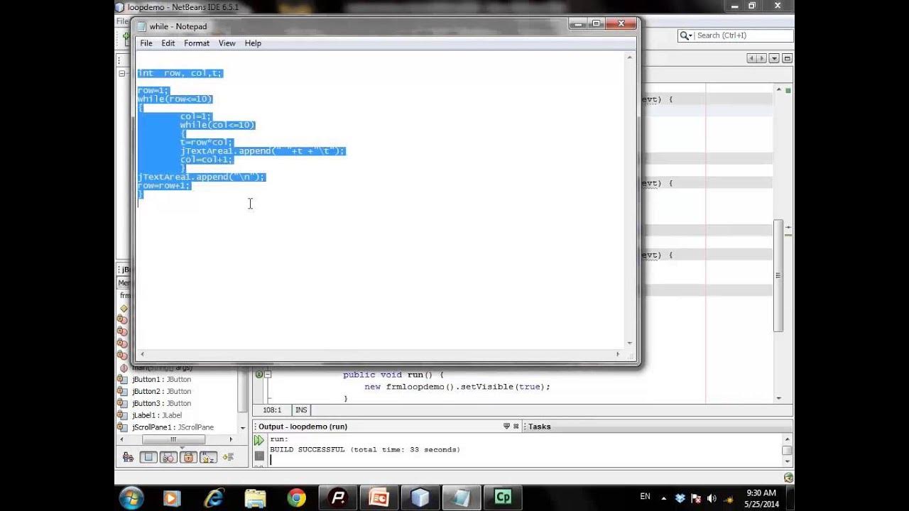 Nested Loop demo: While using NetBean IDE - YouTube