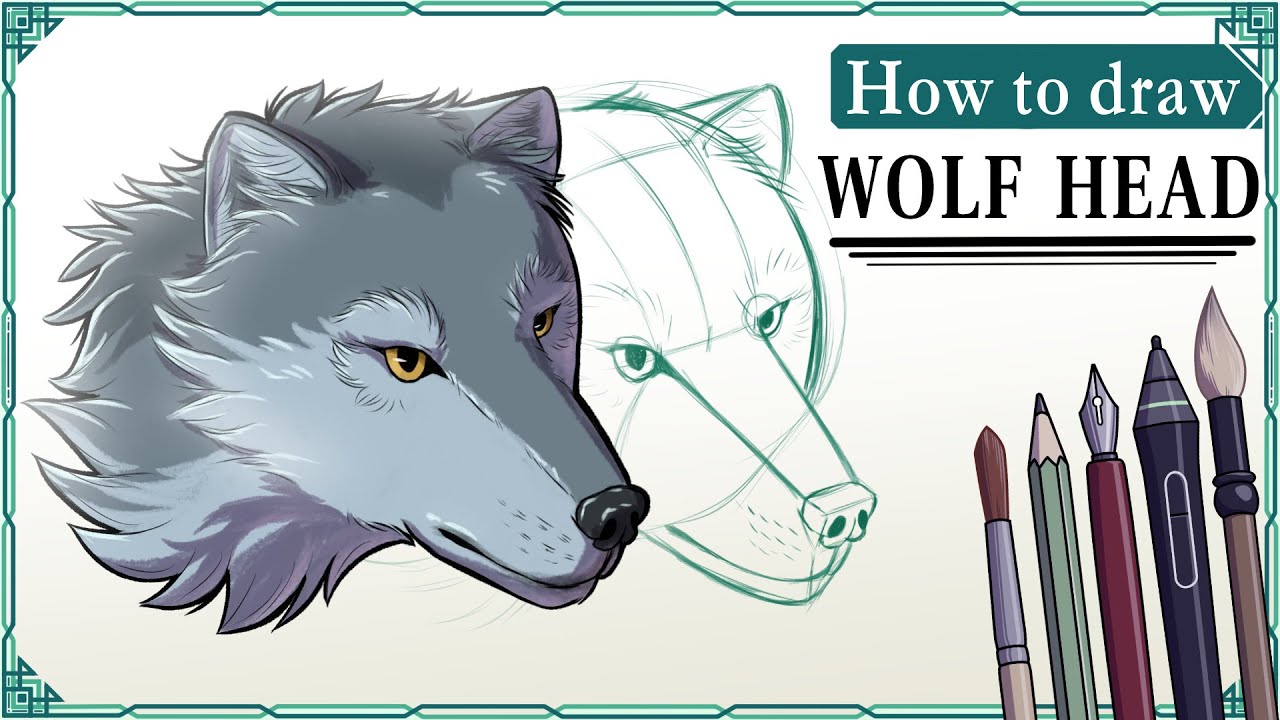 Wolf Side View Drawing