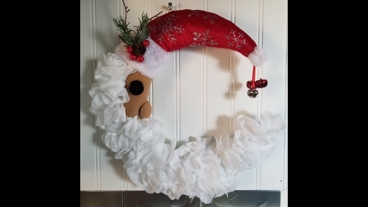 Dollar Tree DIY Crescent Moon Santa Wreath | Christmas Wreath Holiday ...