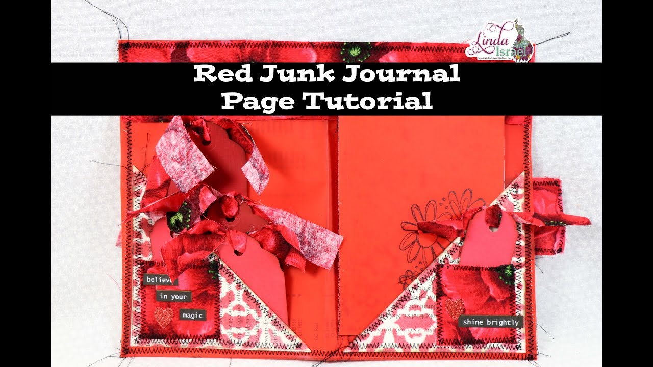 Red Junk Journal Page Tutorial for Rainbow Journal - YouTube