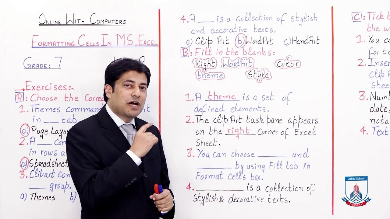 Class 7 - Computer Studies - Chapter 9 - Lecture 3 - Exercises: A, B and C - Allied Schools ...