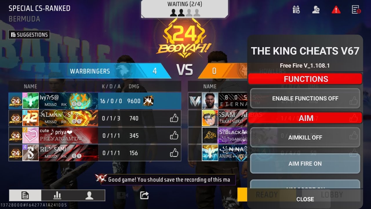 NEW HACK LINK THE KING CHEATS V67 AUTO KIL ANTIBAN HACK FREE FIRE MOD MENU FF HACK THE KING ...