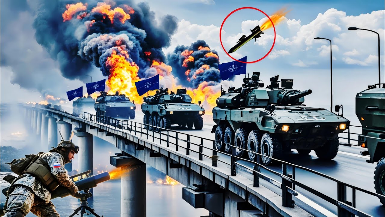 NATO Artillery Convoy Destroyed on Bridge by Russian Missile - YouTube