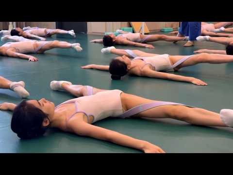 Students doing dance flexibility training