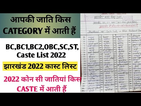 Jharkhand Caste List 2022/झारखंड OBC कास्ट लिस्ट 2022/obc caste list jharkhand 2022/OBC जाति ...