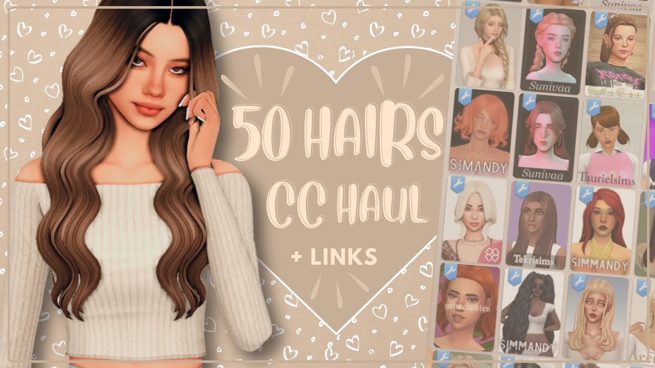 50 MUST HAVE HAIRS || SIMS CC HAUL || MAXIS MATCH & MIX - YouTube
