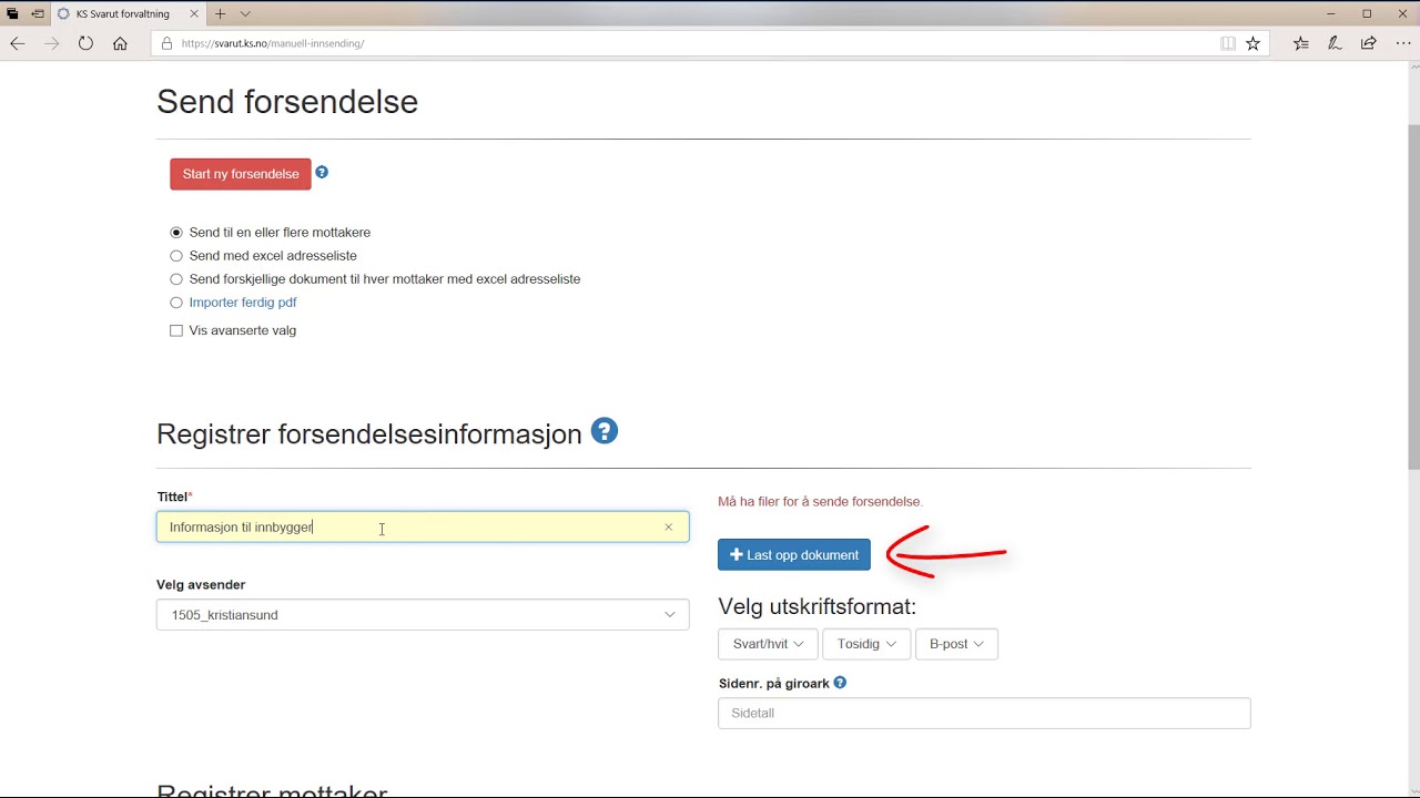 SvarUT - Send brev til en eller flere mottakere uten egen adresseliste ...