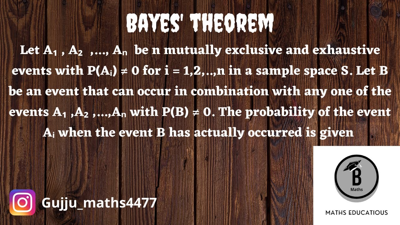 Baye's Theorem with proof | B maths - YouTube