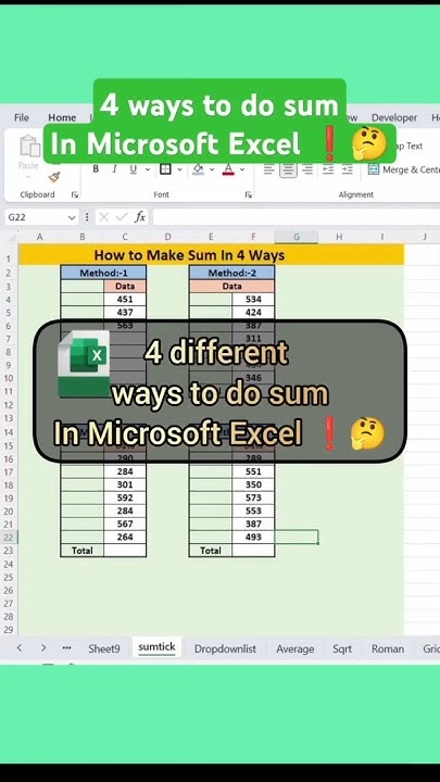 How to do sum in 4 Ways in Microsoft Excel #exceltricks #exceltips #excelshorts #exceltutorials ...