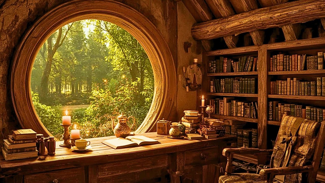 Cozy Hobbit Study Room | Medieval Celtic Fantasy Music for Deep Focus ...