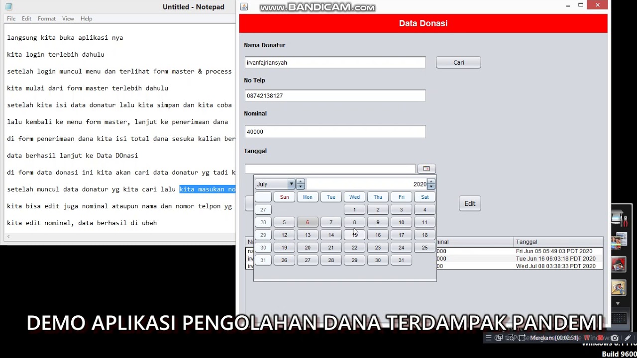 [DEMO] APLIKASI PENGOLAHAN DANA DONASI TERDAMPAK PANDEMI BERBASIS JAVA NETBEANS - YouTube