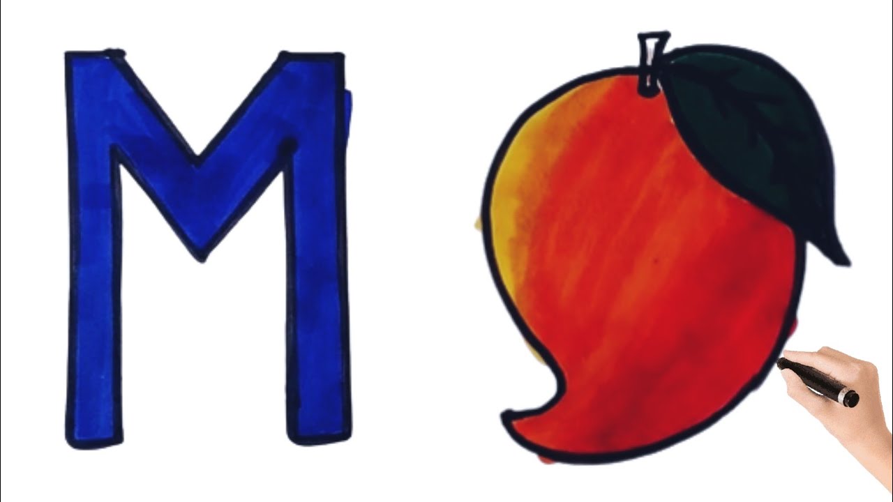 M for Mango 🥭 | Drawing, Colouring, Painting | ABCD Song | ABCD Nursery ...