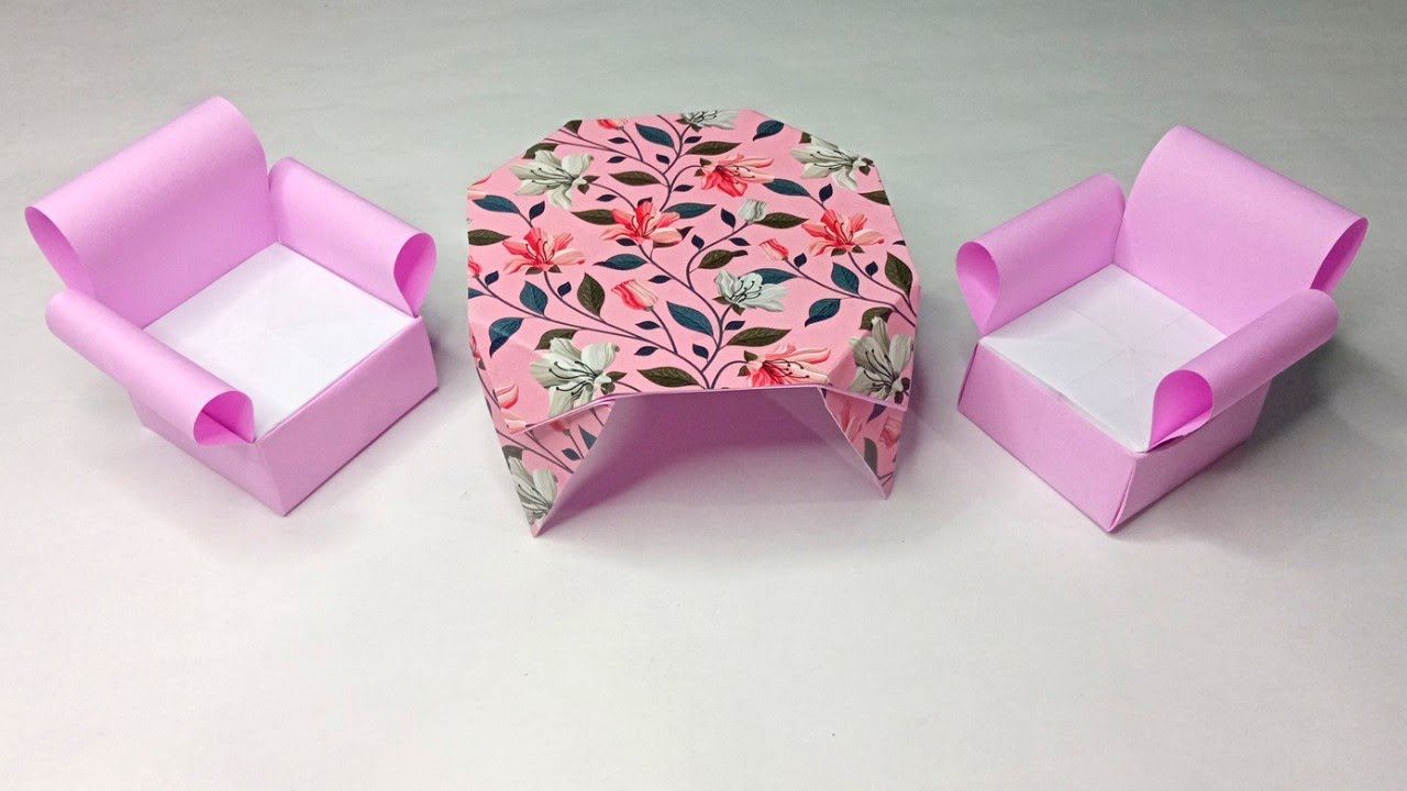 Diy mini paper study table and chair / Easy Origami Table & Chair DIY ...