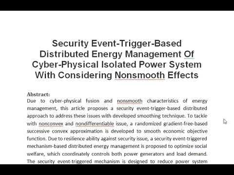 Security Event Trigger Based Distributed Energy Management Of Cyber Physical Isolated Power ...