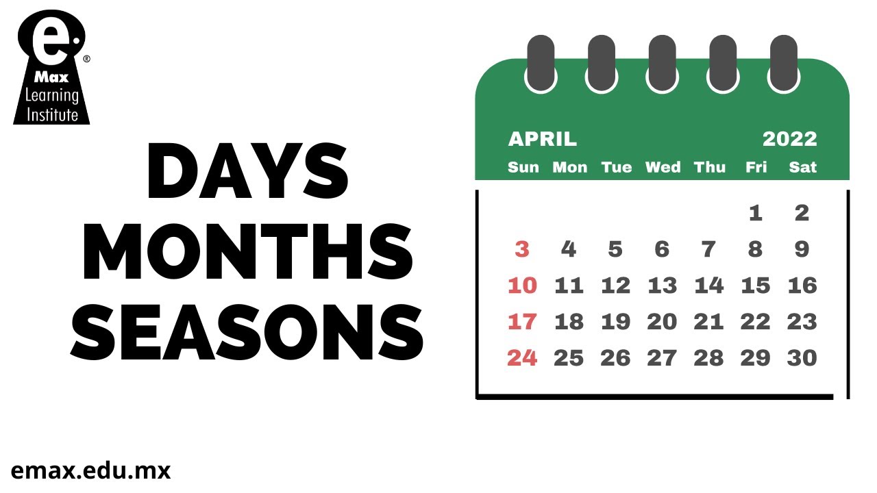 Days, months, seasons (días de la semana, meses y estaciones del año ...