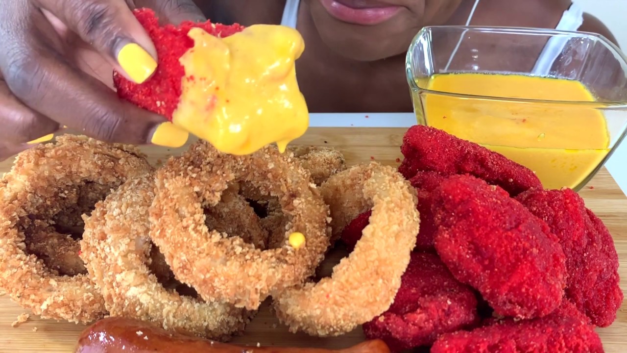 ASMR| FLAMING HOT CHEETOS CHICKEN NUGGETS, MOZZARELLA CHEESE,CRUNCHY ...