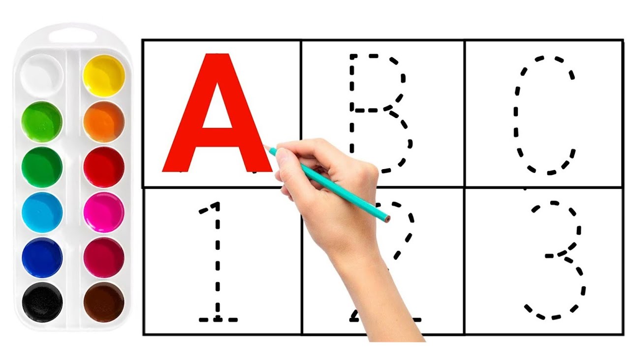 Draw A to Z, Kids rhymes, collection for writing along dotted lines for ...