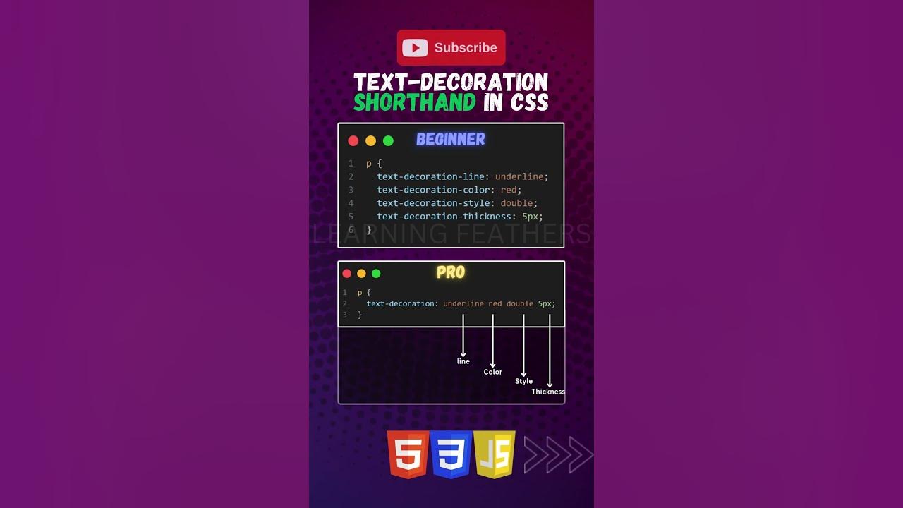 Text Decoration Shorthand Property in CSS #coding #shorts #learningfeathers - YouTube