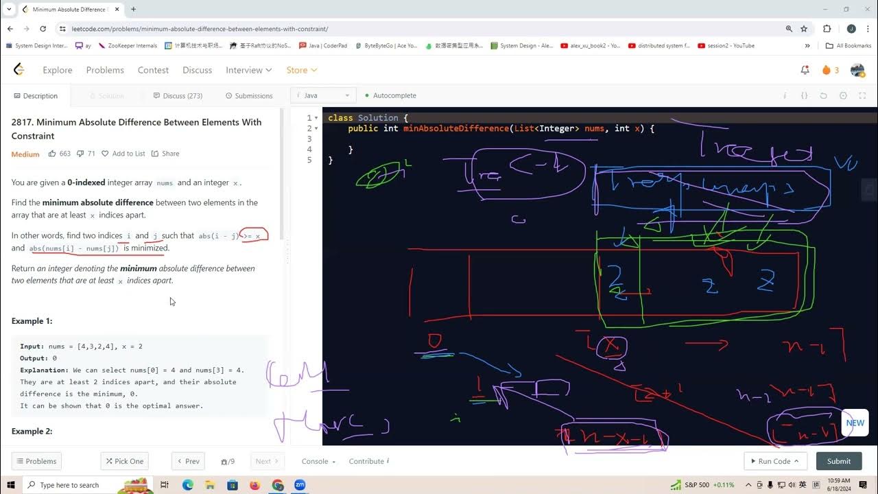 2817. Minimum Absolute Difference Between Elements With Constraint - YouTube