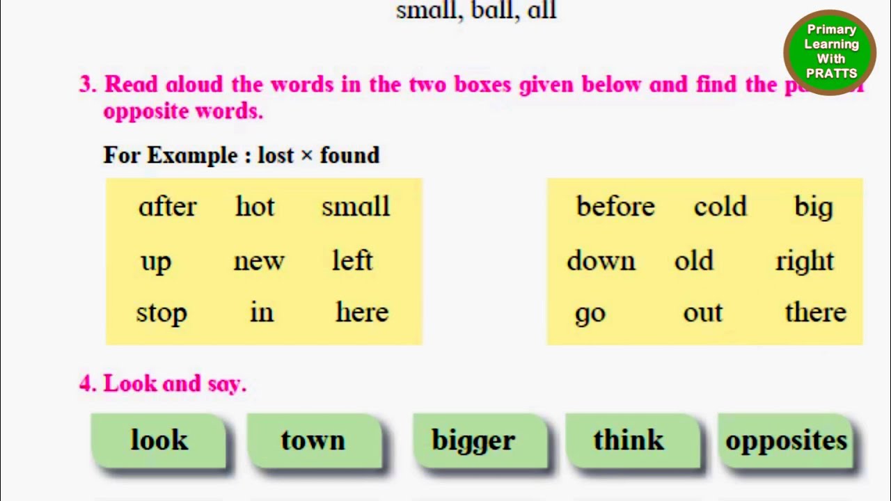 We Are Opposites Poem, Lesson Exercise, Balbharati, Std 1, Unit 5.1 ...