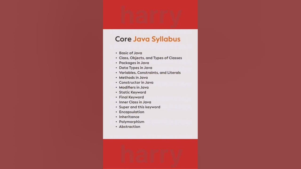 Core Java Syllabus Corejava Javaprogramming Youtube