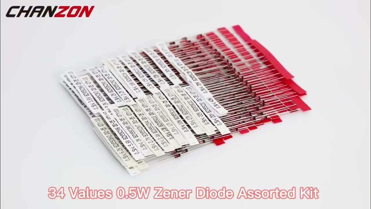 34 Values 0.5W Zener Diode Assorted Kit 2V 3V 3.3V 3.6V 5.1V 5.6V 7.5V - YouTube