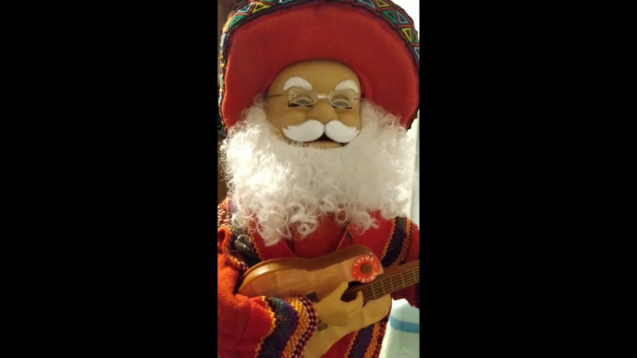 rare vintage standing animated standing guitar santa (sings feliz ...