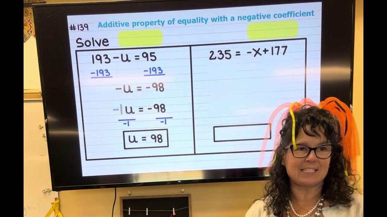 Additive property of equality with negative coefficient - YouTube