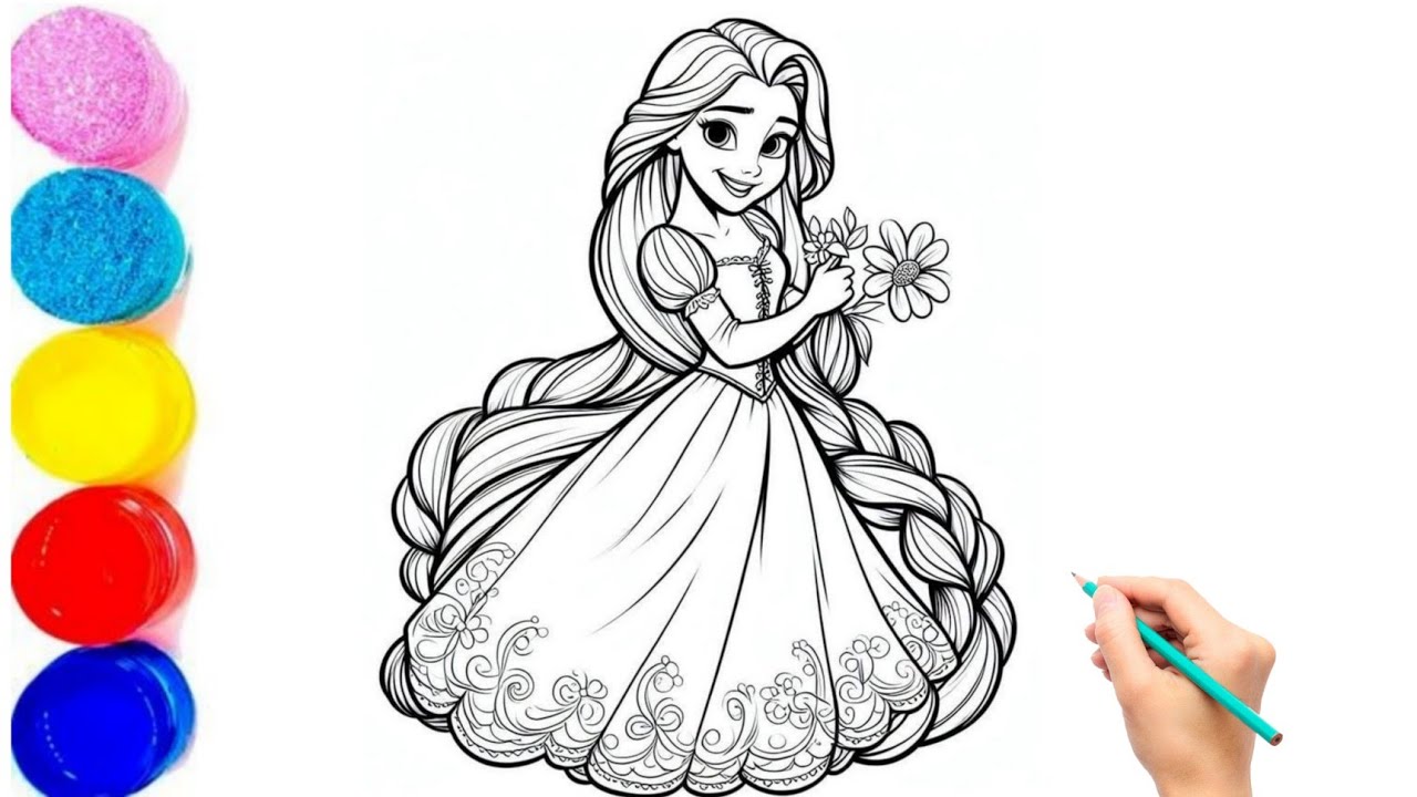 How to draw Princess Rapunzel from Tangled step by step - YouTube