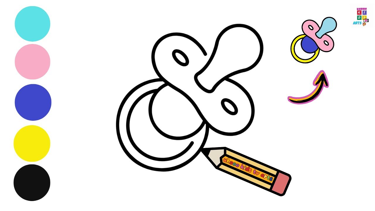 Drawing and Coloring a baby Pacifier step by step | Art for Kids - YouTube