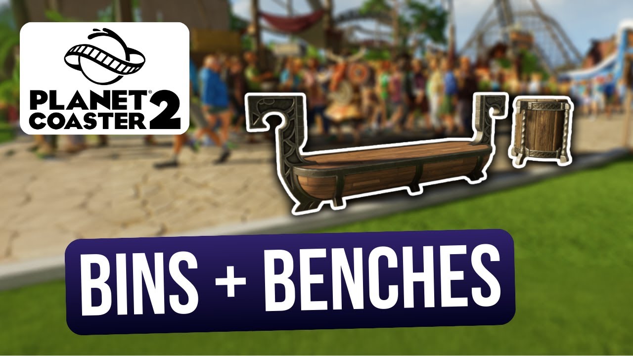 How to build Trash Bins and Benches - Planet Coaster 2 guide - YouTube