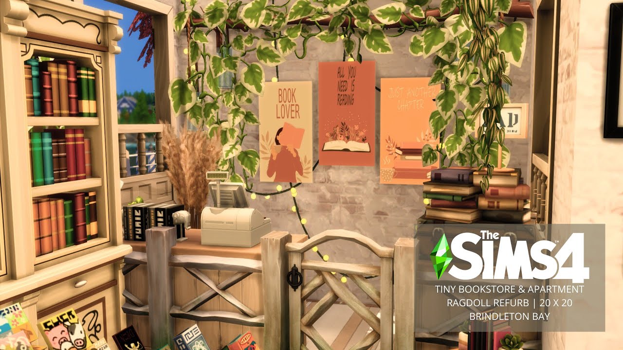 Tiny Bookstore & Apartment 📚 | The Sims 4 | Stop Motion | No CC ...
