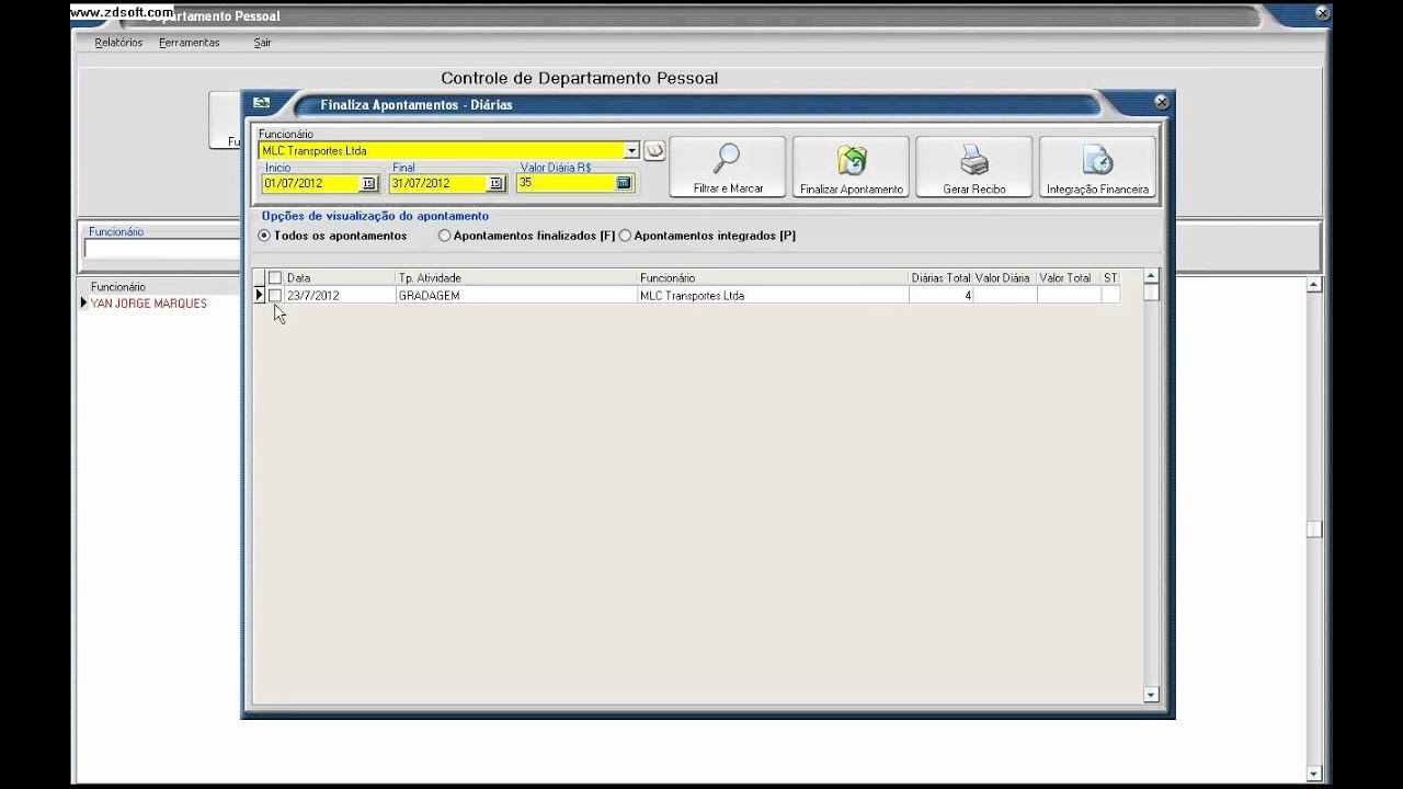 Software agropecuário - Sw-Rural Brazsoft - Módulo: Controle Diaristas ...