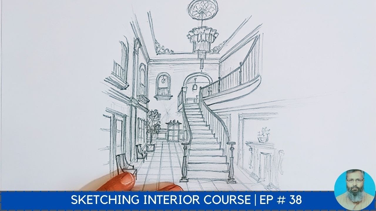 EP # 38 | Free hand Pointer drawing fast version | How to draw Entrance ...