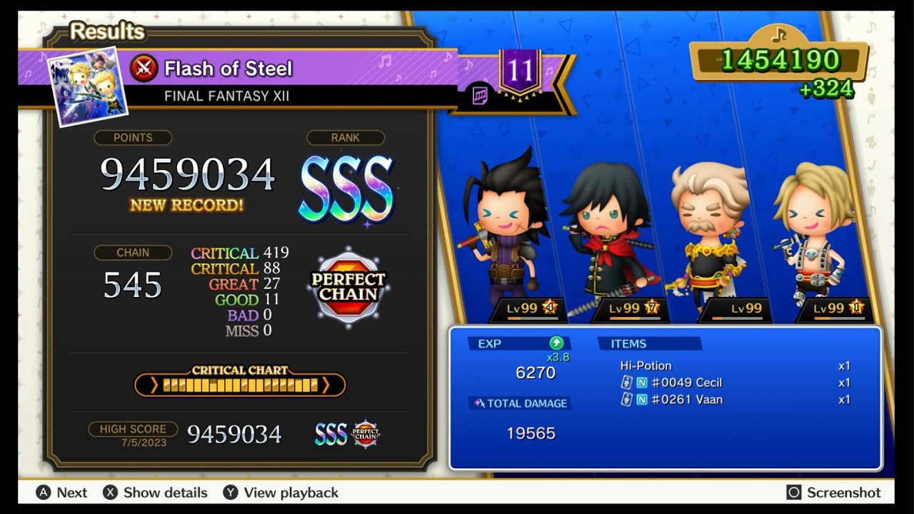 Theatrhythm Final Bar Line - Flash of Steel (FFXII) Supreme Perfect ...