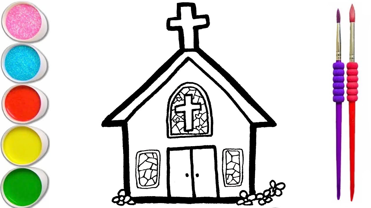 BEAUTIFUL CHURCH DRAWING | COLORING & PAINTING FOR KIDS & TODDLERS | SO ...