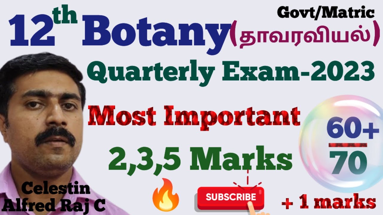 12 Botany|Quarterly Exam-2023|Most|important|2,3,5 marks|Questions|Pure ...